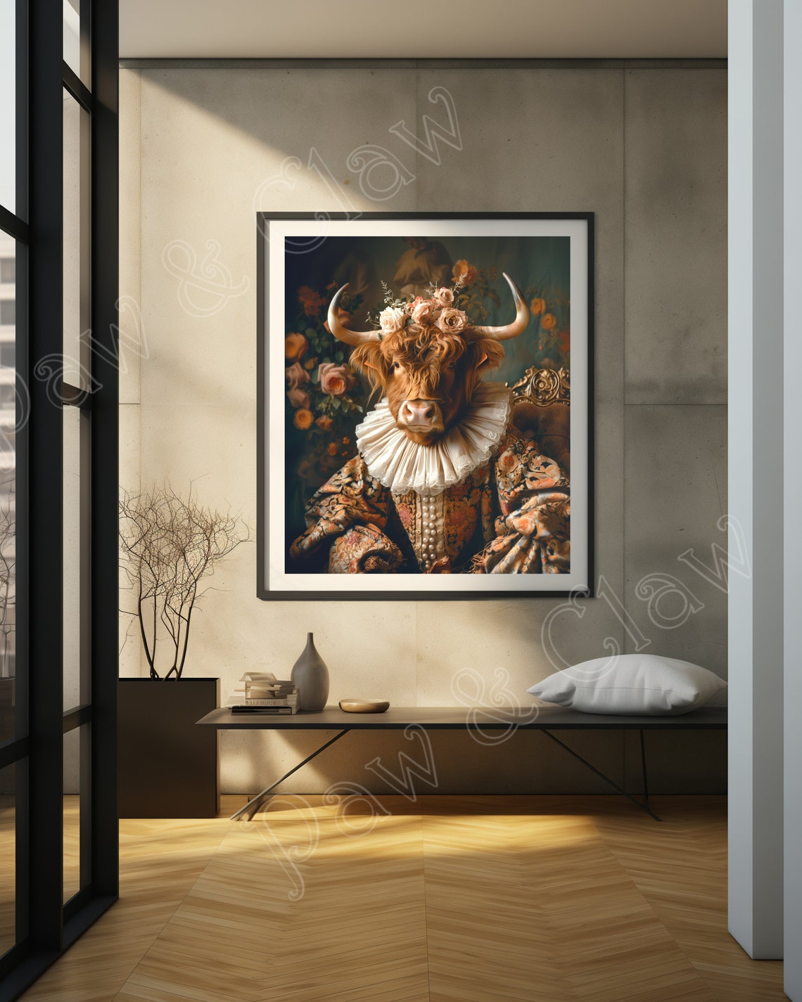 Highland Cow in Victorian Style Costume Instant Digital Downloadable ...