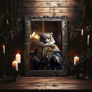 Mr Owl in Regency Style Clothing Vintage Art Print Instant Download Victorian Wall Decor Animal ...