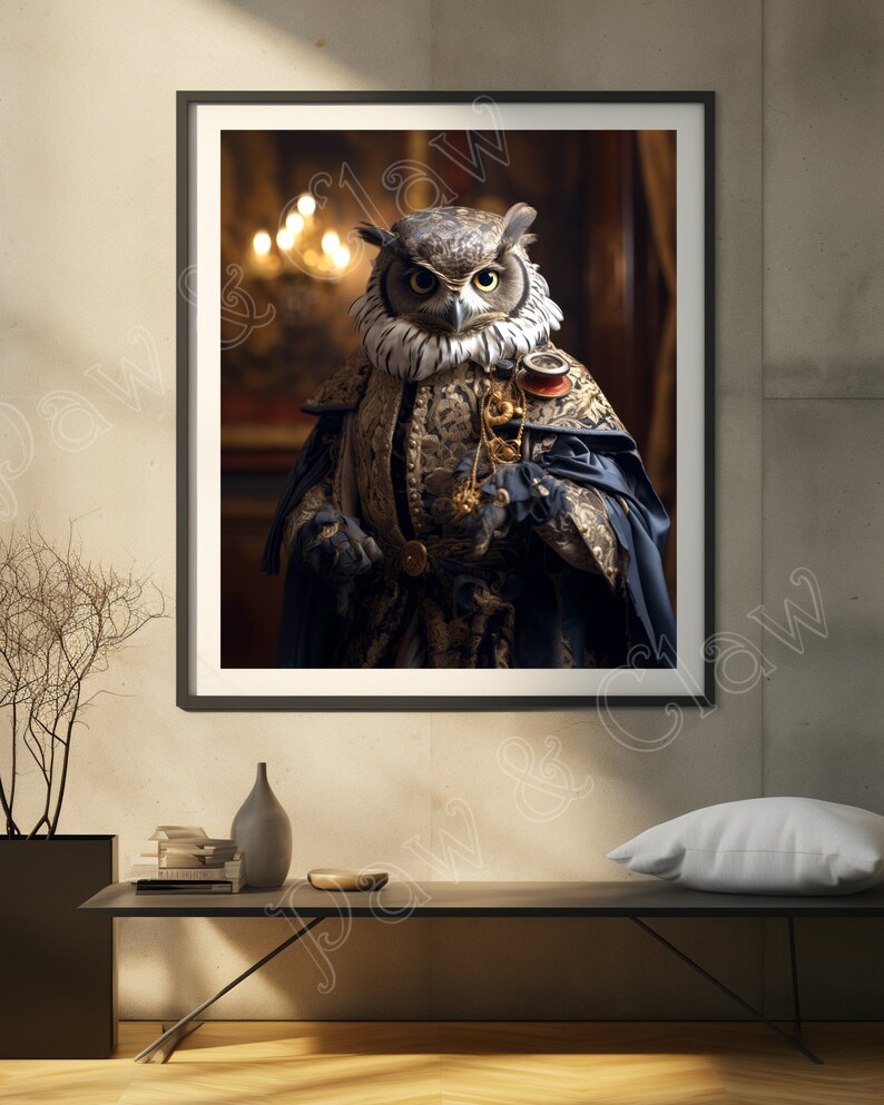 Mr Owl in Regency Style Clothing Vintage Art Print Instant Download Victorian Wall Decor Animal ...