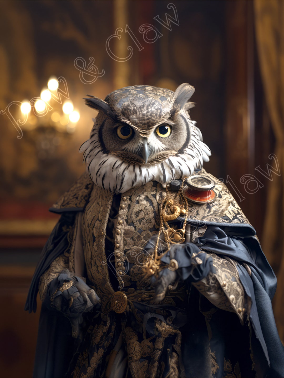 Mr Owl in Regency Style Clothing Vintage Art Print Instant Download Victorian Wall Decor Animal ...