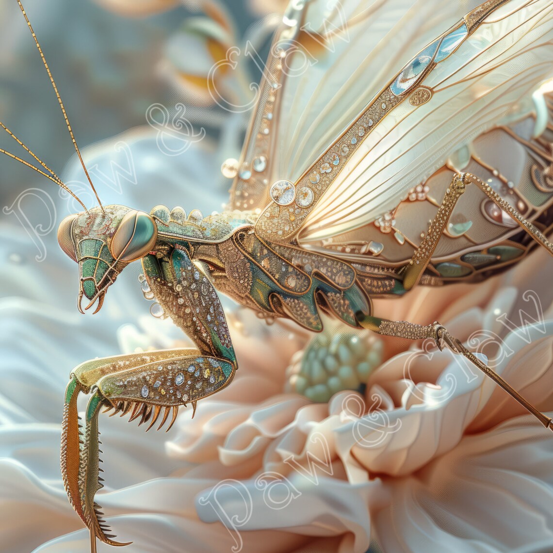 Jewel Praying Mantis Instant Download Ornate Diamond Decorated Insect ...