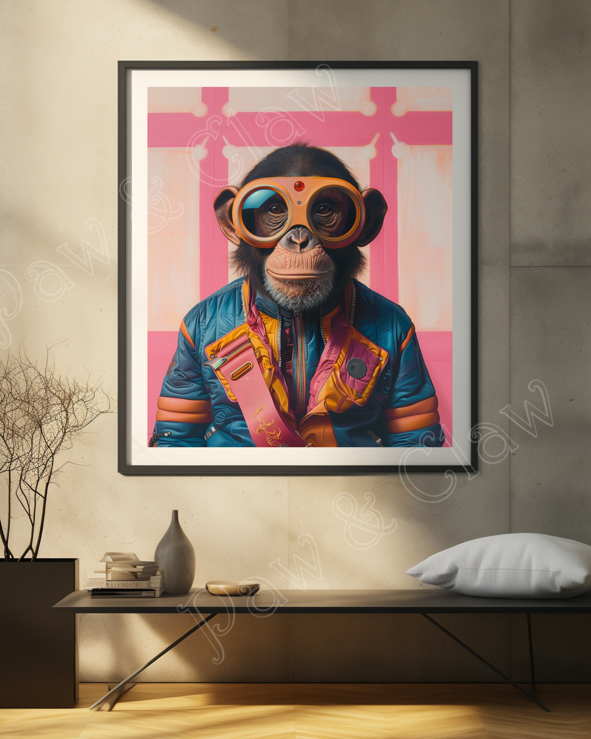 Funky Chimp in Cool Glasses Digital Download Home Wall Decor Art ...
