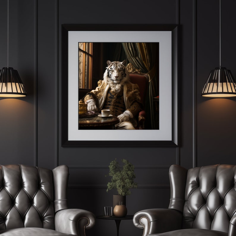 Cool White Tiger in Victorian Clothes Vintage Tiger Art Digital ...