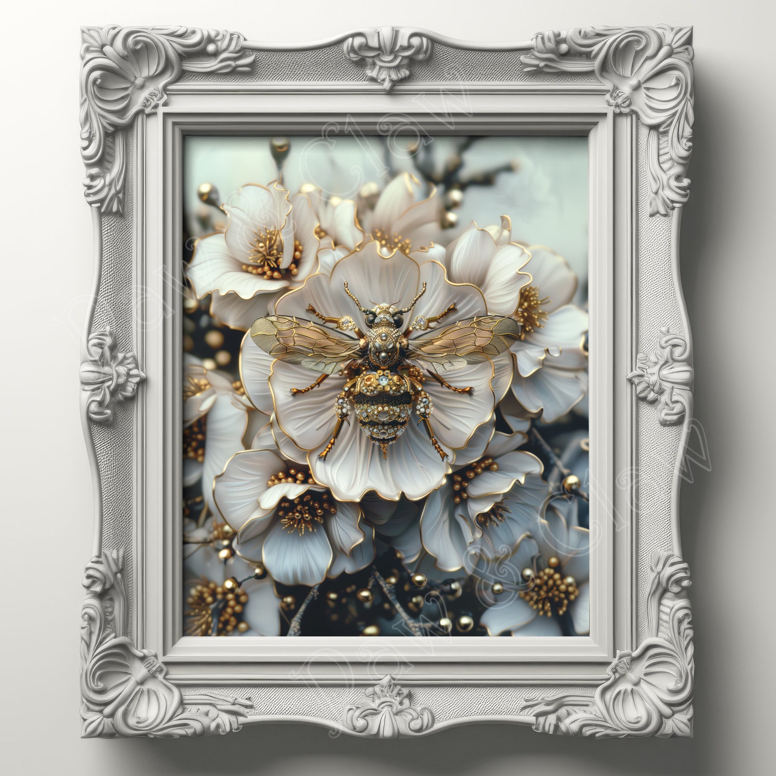 Jeweled Bee Instant Download Ornate Diamond Gold Decorated Insect ...