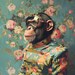 Floral Chimp Digital Download Original Wall Decor Art Painted Flower ...