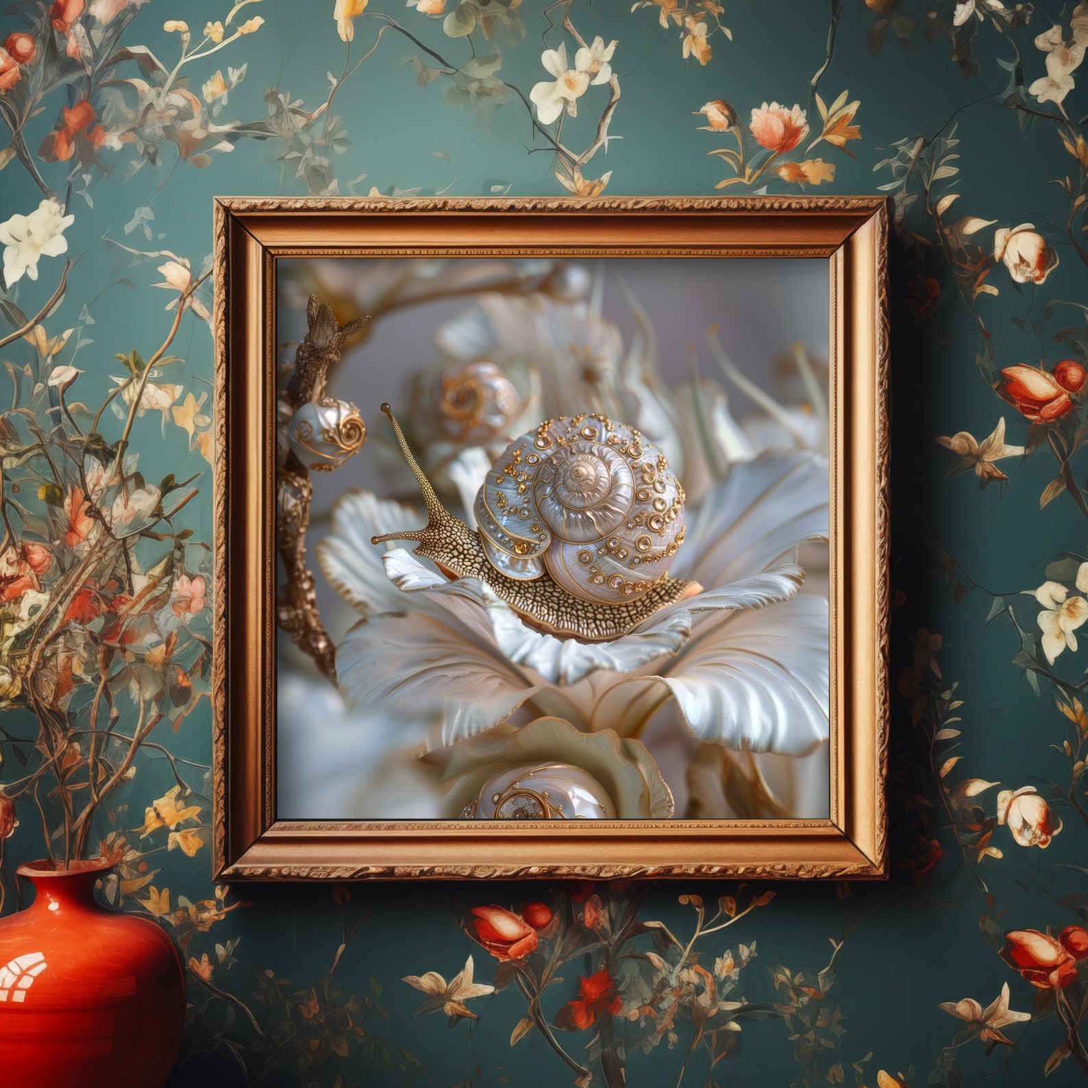 Jewel Snail Instant Download Ornate Diamond Decorated Animal Art Silver ...