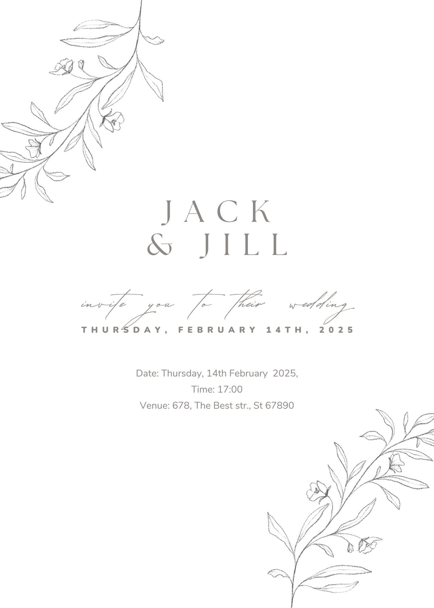 Clean and White Wedding Invitation Template - Etsy