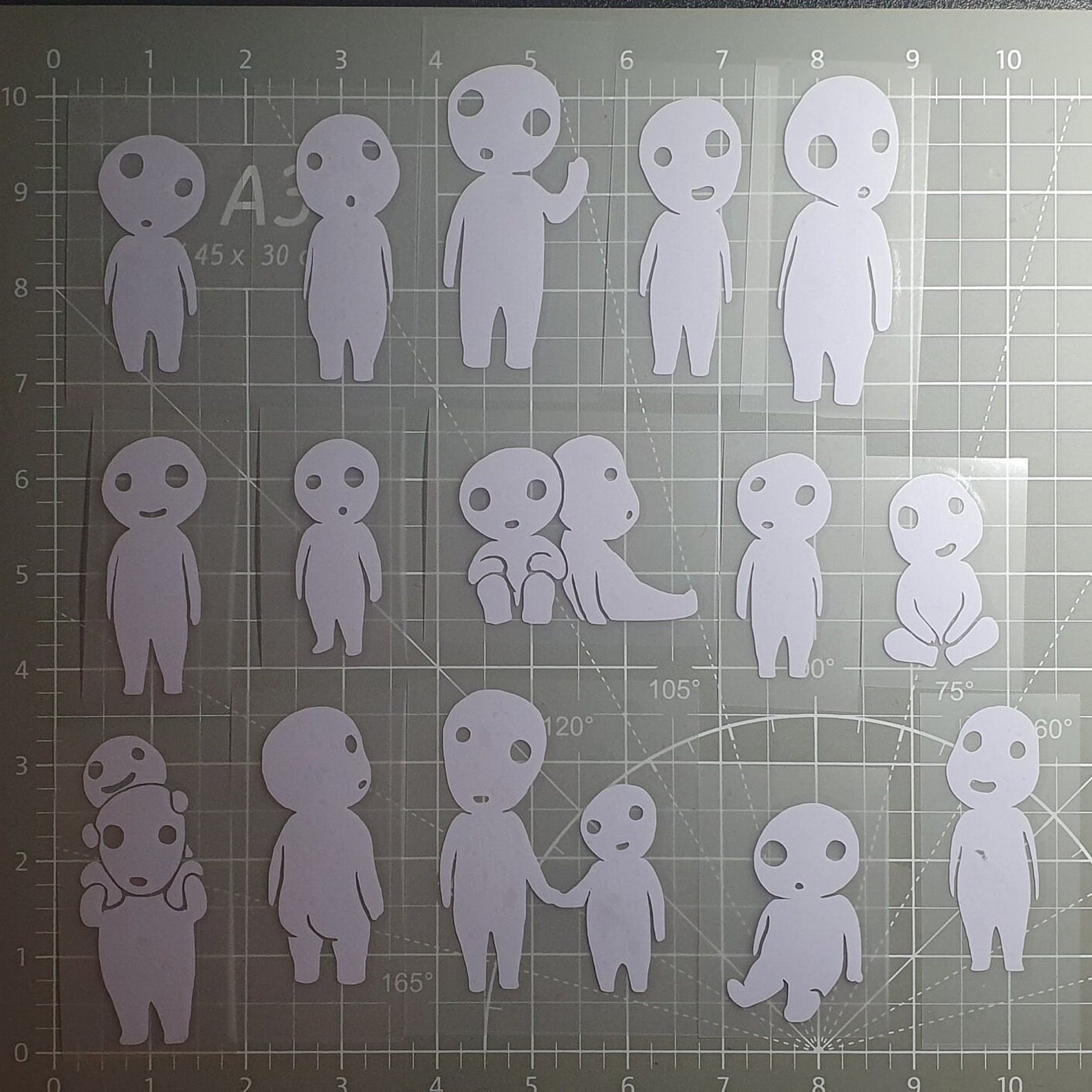 Kodama Forest Spirit Set of 15 Pcs Sizes: 2" to 3.5" Vinyl, Decal ...