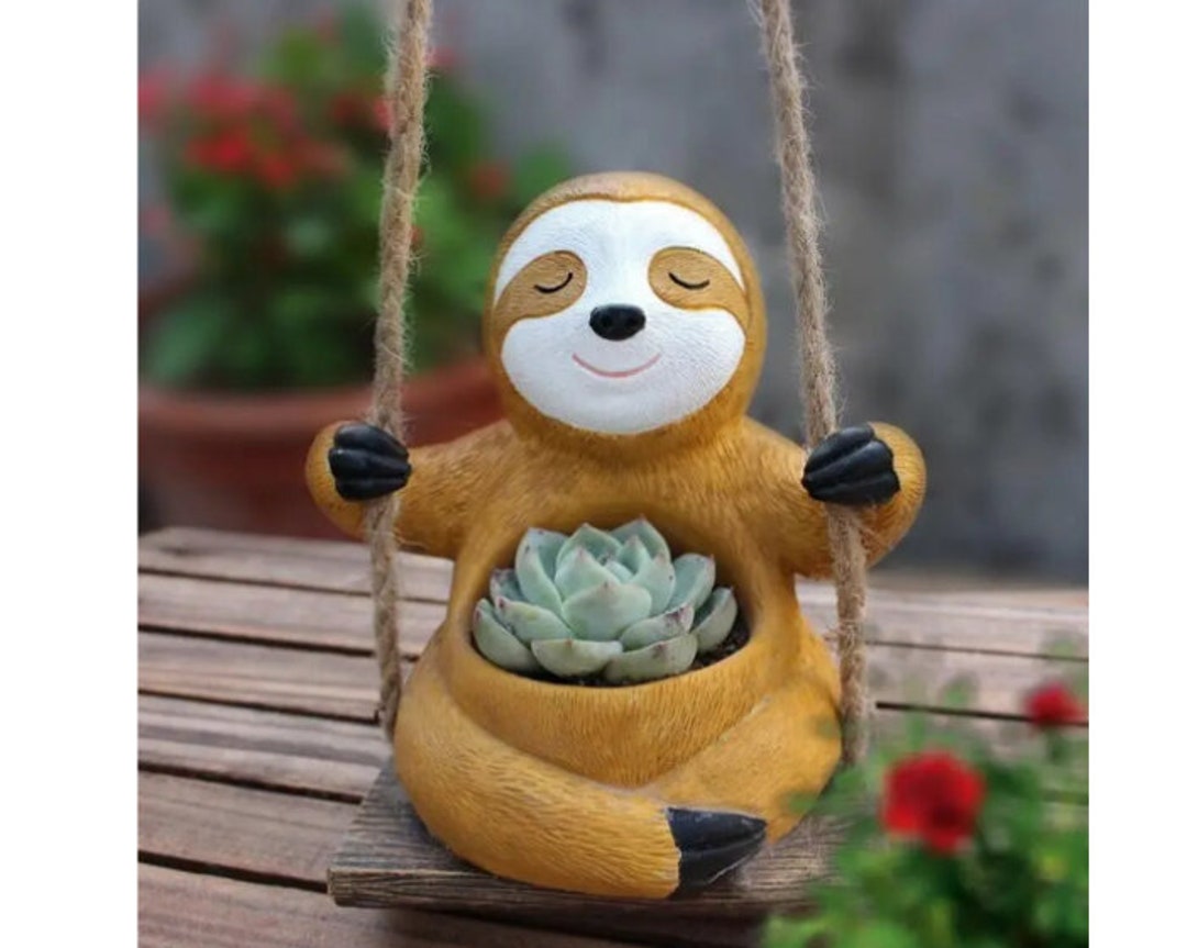 Cute Swing Sloth Planter Sloth Flower Pots Sloth Shape Planter ...