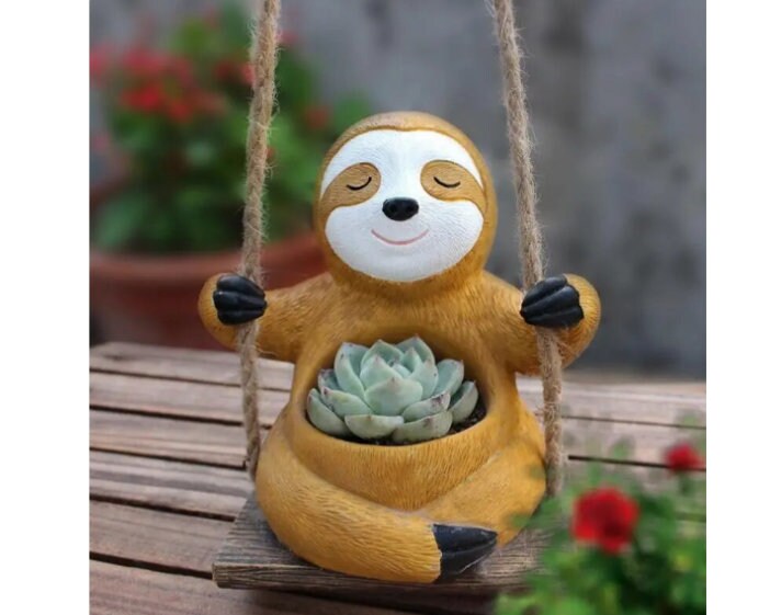 Cute Swing Sloth Planter Sloth Flower Pots Sloth Shape Planter ...