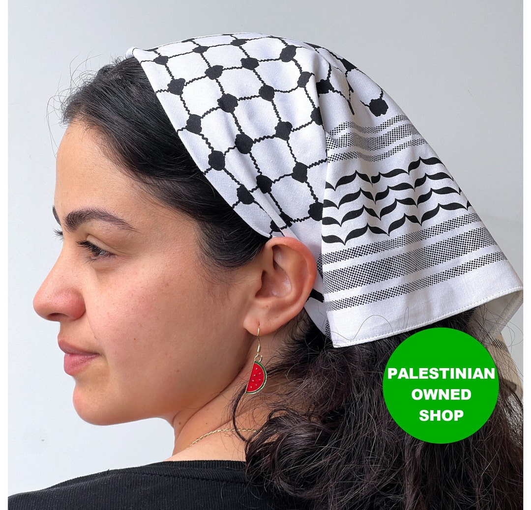 Kuffiyah Bandana 22 Inch Cotton Palestinian Bandana Palestine Kuffiyeh ...