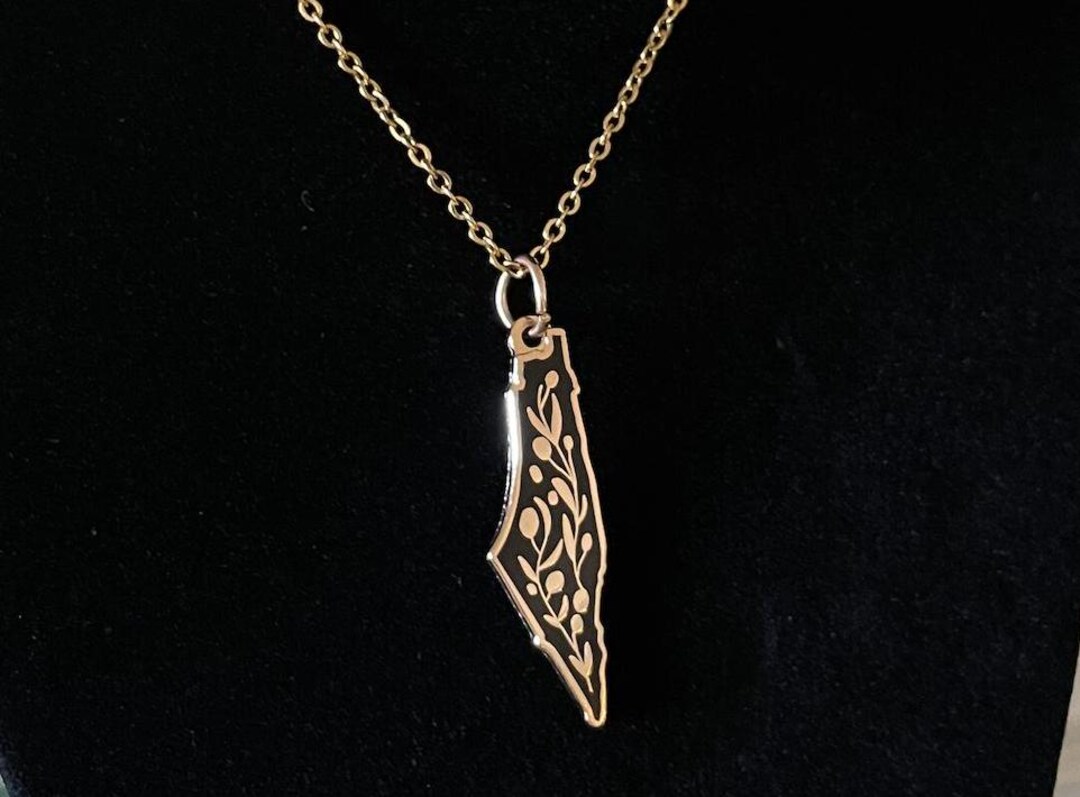 Buy Map of Palestine Necklace 14k Gold Plated With 18k Gold Plated ...