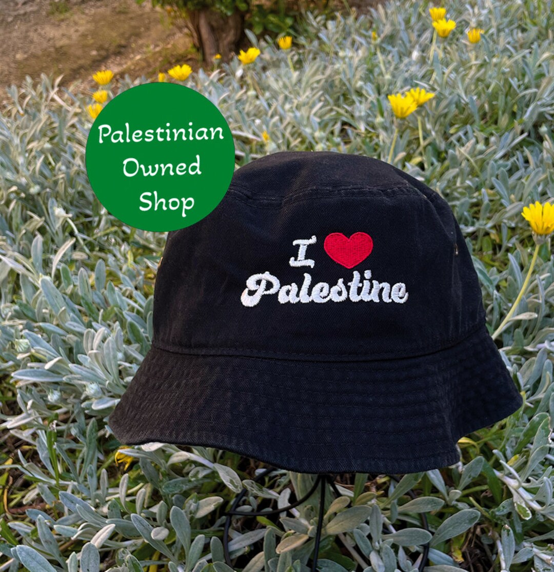 Solidarity I Love Palestine Cotton Hat Palestinian-owned Black Cotton ...