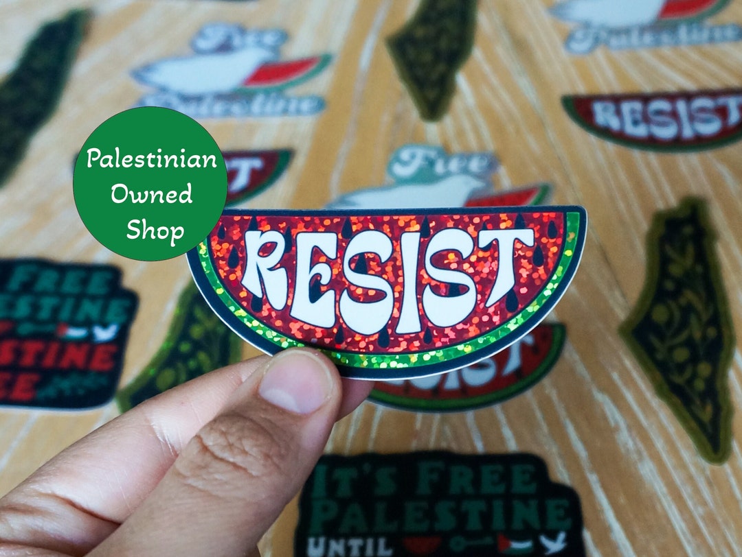 Palestine Watermelon RESIST Sticker Glitter Waterproof Sticker Free Palestine Sticker for ...