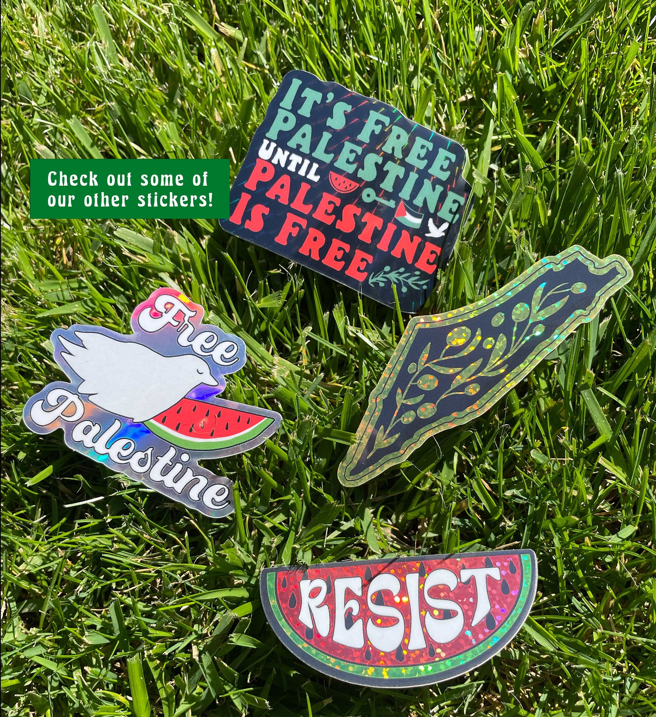 Palestine Watermelon RESIST Sticker Glitter Waterproof Sticker Free ...