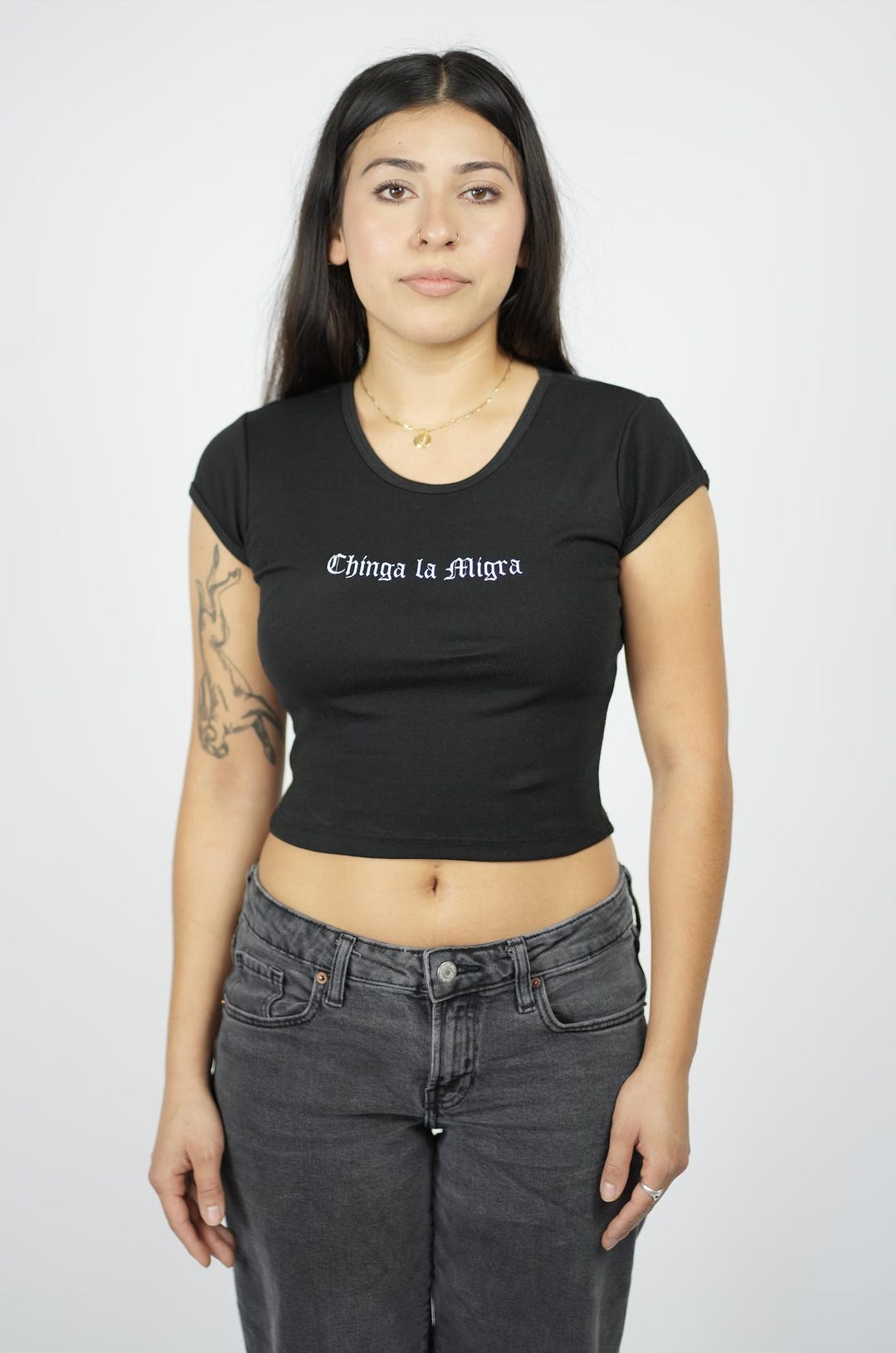 Chinga La Migra Women's Baby Tee Mexican Pride Shirt Spanish Text ...