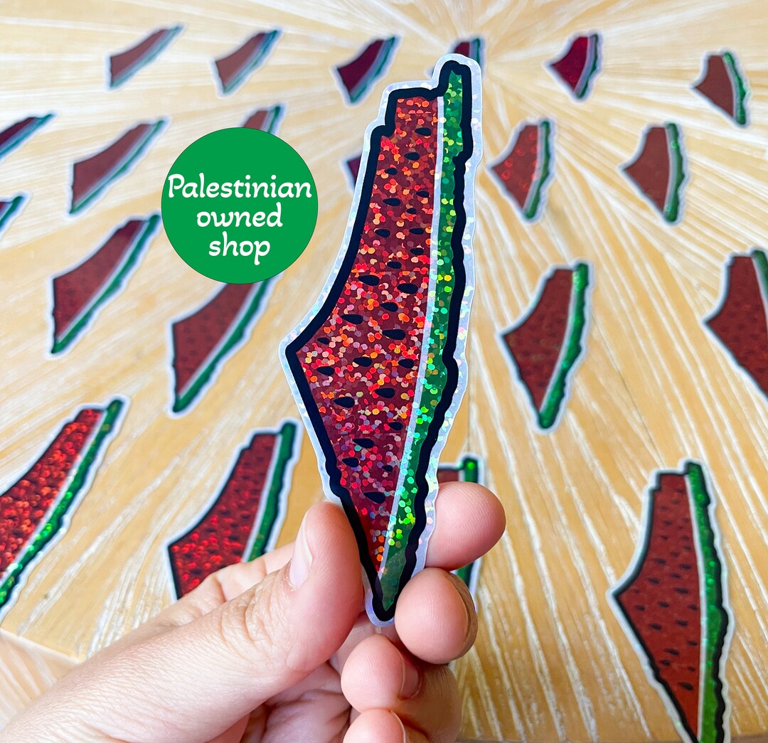 Watermelon Theme Palestine Map Sticker Weatherproof Palestinian Decal ...
