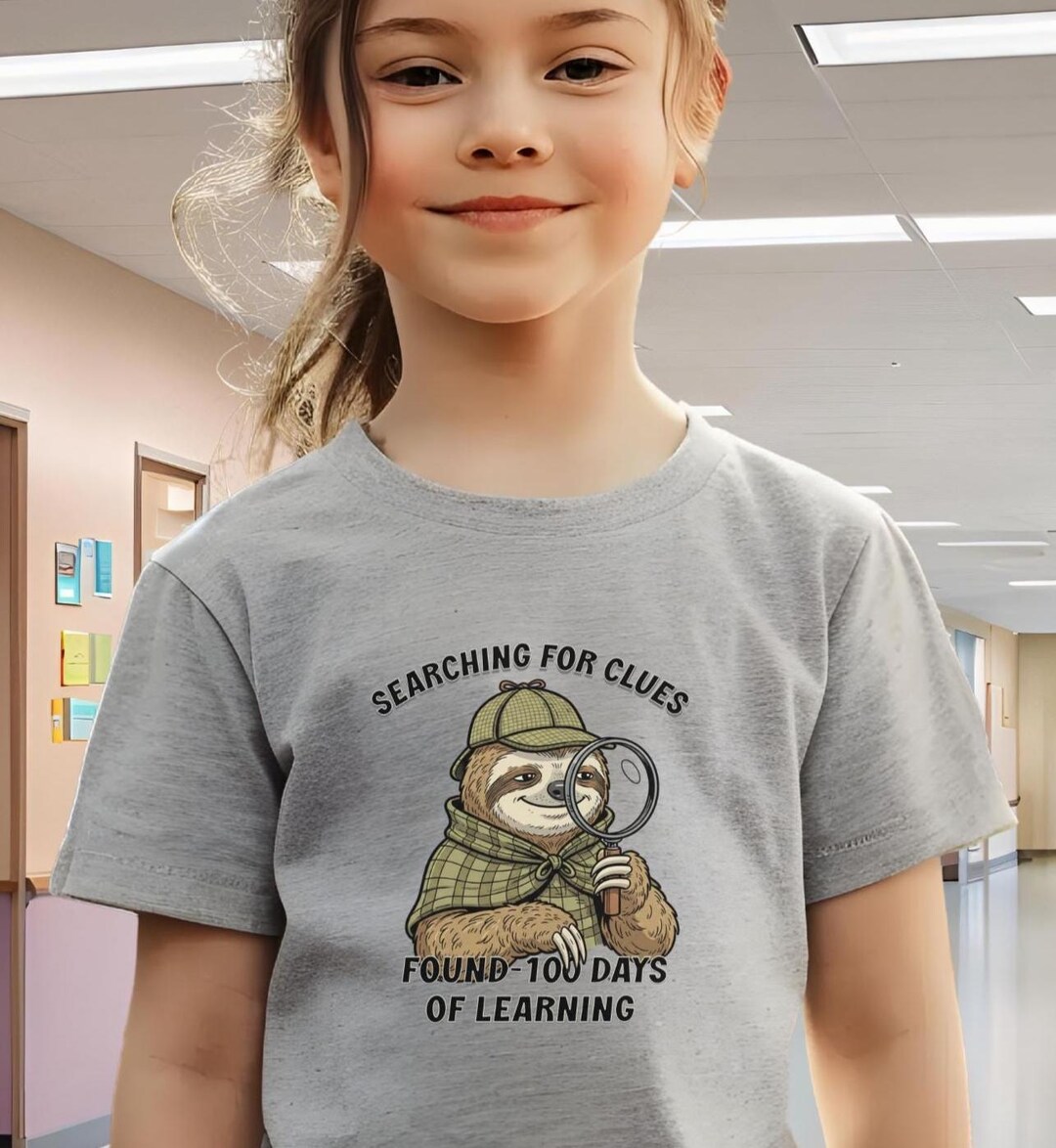 Sloth Detective 100 Days of School Kids T-shirt - Etsy