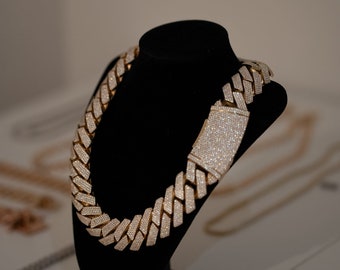 25MM 26 INCH Cuban Link Chain (white Gold Over Silver + Moissanite ...