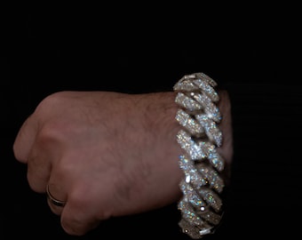 25MM 26 INCH Cuban Link Chain (white Gold Over Silver + Moissanite ...