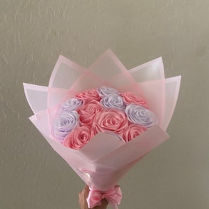 Ribbon Rose Bouquet, Eternal Bouquet, Ramo Buchon, Forever Flower, Fake Flowers, Floral ...