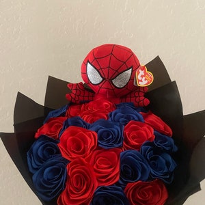 Spiderman Bouquet, Boyfriend Flowers, Ribbon Rose Bouquet, Eternal ...