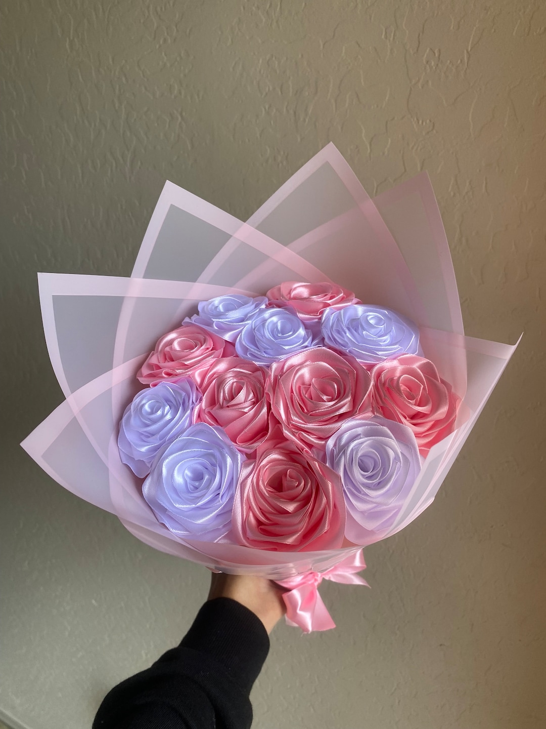 Ribbon Rose Bouquet, Eternal Bouquet, Ramo Buchon, Forever Flower, Fake Flowers, Floral ...