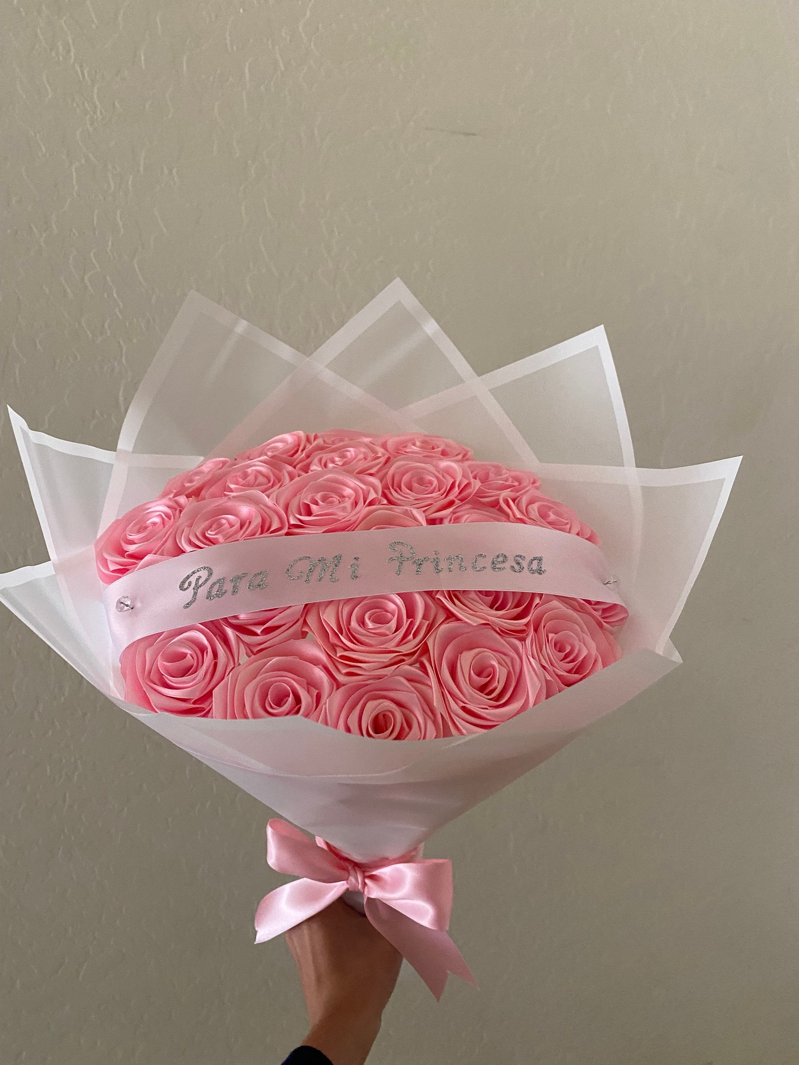 Eternal Bouquet, Ramo Buchon, Forever Flowers, Ribbon Rose Bouquet, Fake Flowers, Floral ...