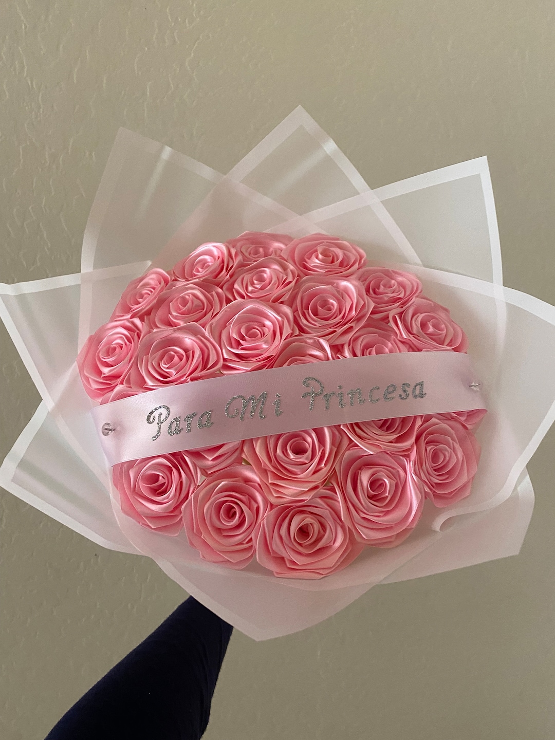 Eternal Bouquet, Ramo Buchon, Forever Flowers, Ribbon Rose Bouquet, Fake Flowers, Floral ...