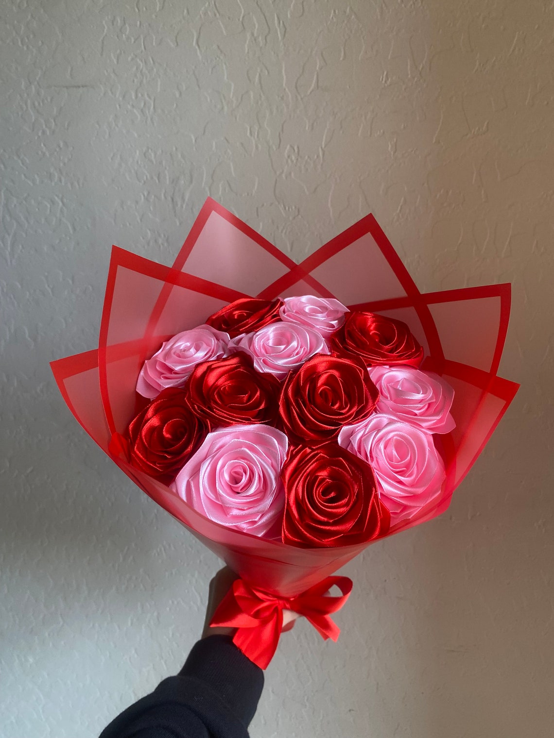 Ribbon Rose Bouquet, Eternal Bouquet, Ramo Buchon, Forever Flower, Fake Flowers, Floral ...