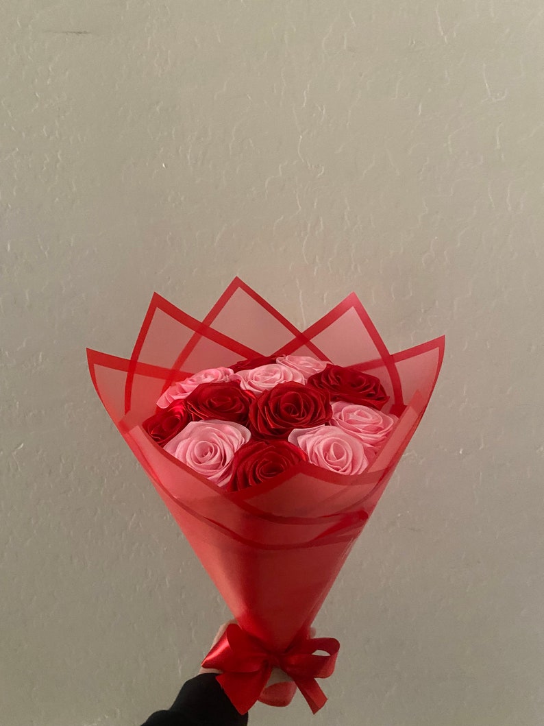Ribbon Rose Bouquet, Eternal Bouquet, Ramo Buchon, Forever Flower, Fake Flowers, Floral ...