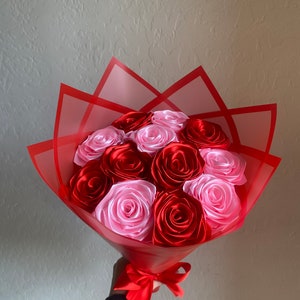 Eternal Bouquet, Ribbon Rose Bouquet, Ramo Buchon, Forever Flower ...