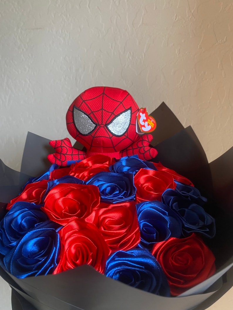 Spiderman Bouquet, Boyfriend Flowers, Ribbon Rose Bouquet, Eternal ...