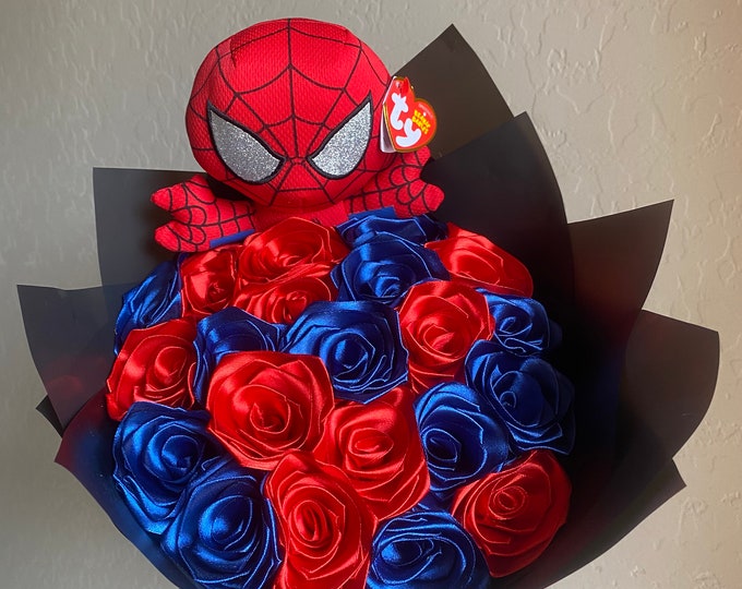 Spiderman Bouquet, Boyfriend Flowers, Ribbon Rose Bouquet, Eternal ...