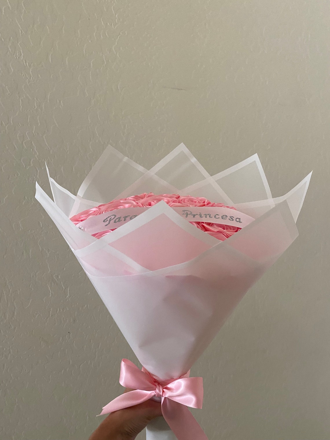 Eternal Bouquet, Ramo Buchon, Forever Flowers, Ribbon Rose Bouquet, Fake Flowers, Floral ...