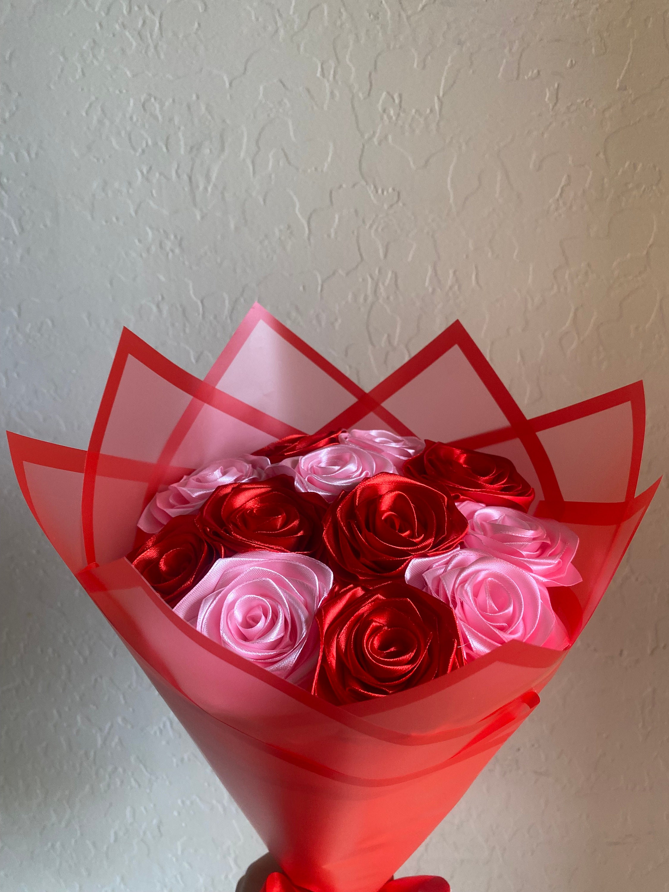 Ribbon Rose Bouquet, Eternal Bouquet, Ramo Buchon, Forever Flower, Fake ...