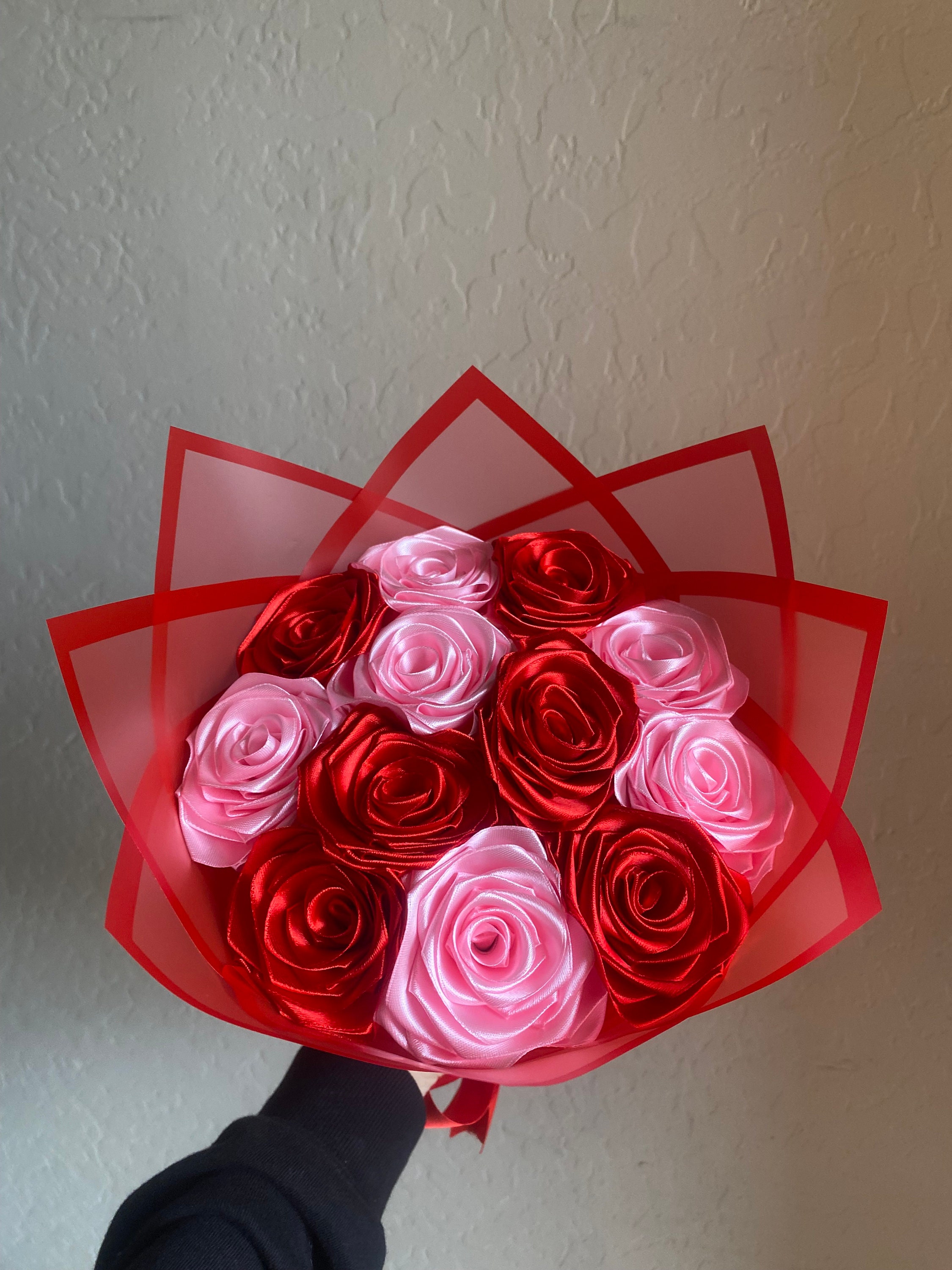 Ribbon Rose Bouquet, Eternal Bouquet, Ramo Buchon, Forever Flower, Fake Flowers, Floral ...
