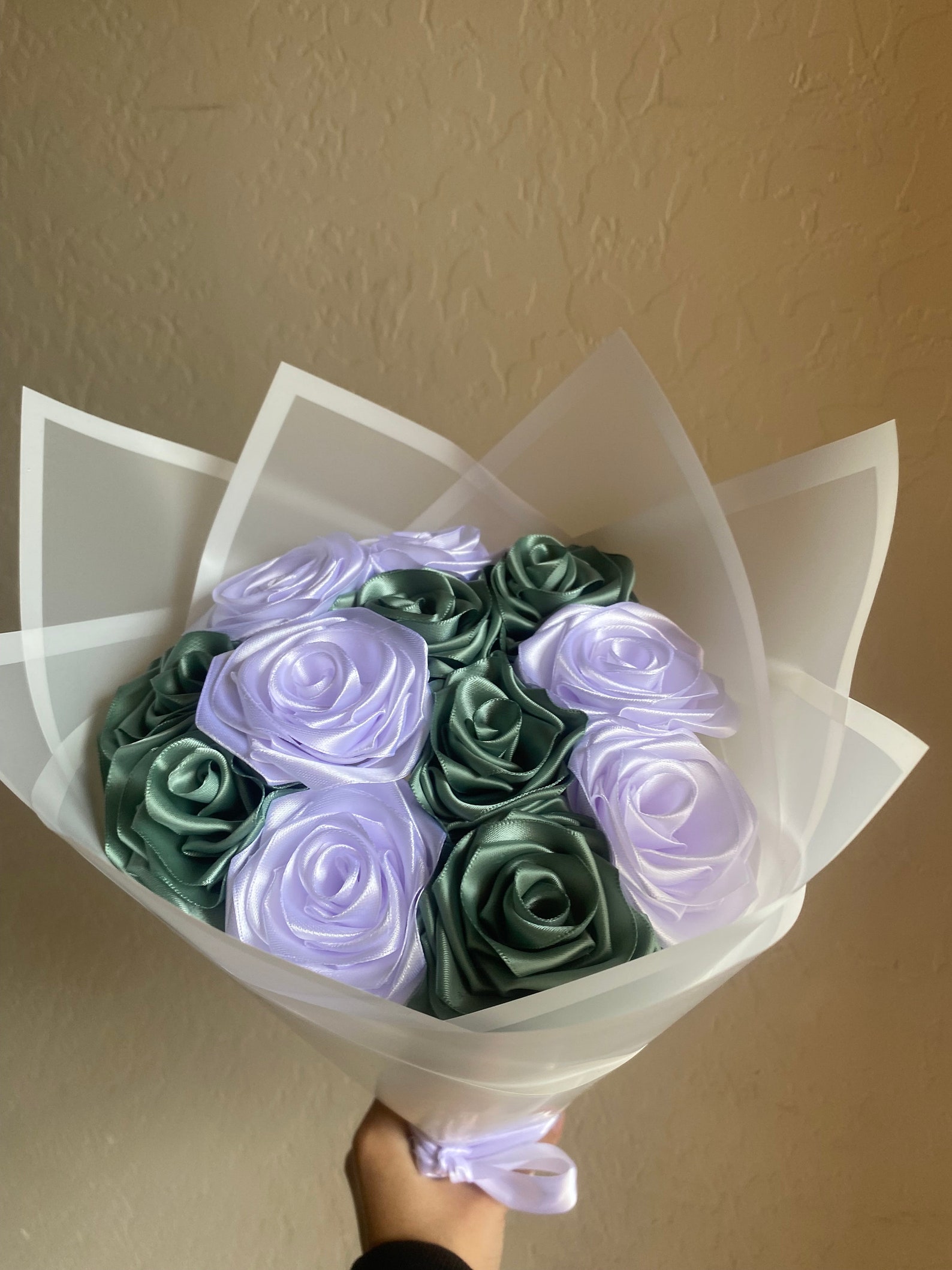 Ribbon Rose Bouquet, Eternal Bouquet, Ramo Buchon, Forever Flower, Fake Flowers, Floral ...