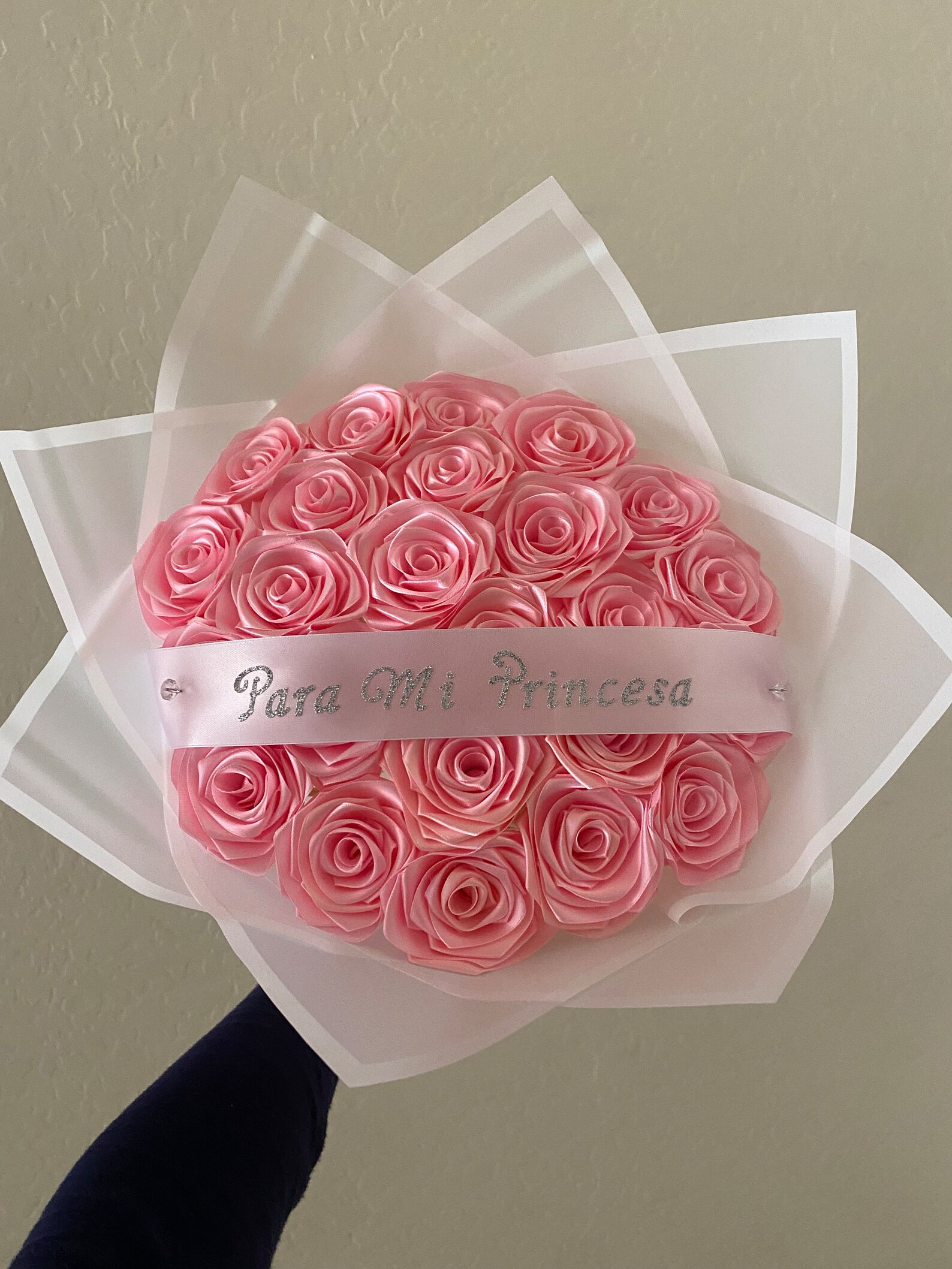 Eternal Bouquet, Ramo Buchon, Forever Flowers, Ribbon Rose Bouquet ...