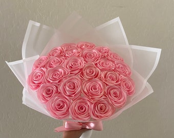 Ribbon Rose Bouquet, Eternal Bouquet, Ramo Buchon, Forever Flowers ...