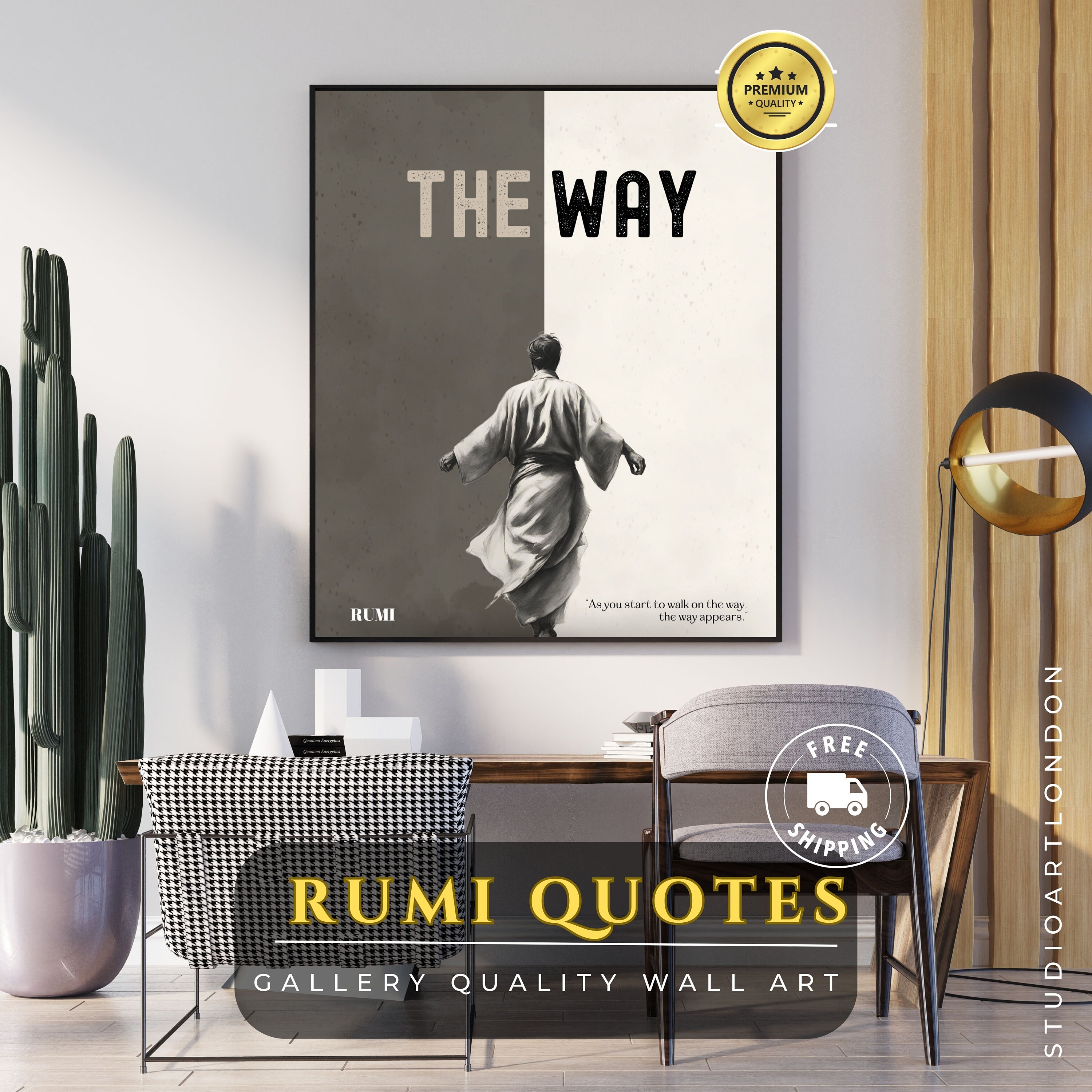 The Hermit and the Way Poster, Rumi Quotes Poster Print, Hermit Wall ...
