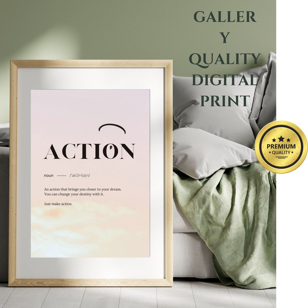 Action Motivation Word Poster Print, Typography Wall Art Print Poster ...