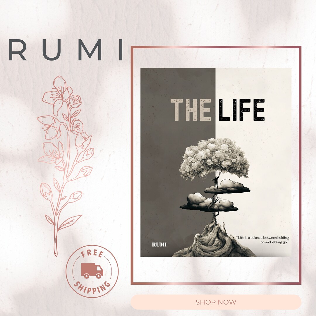 Rumi Quotes Poster Print Wall Art, Balance and Tree Print Art, Mevlana ...