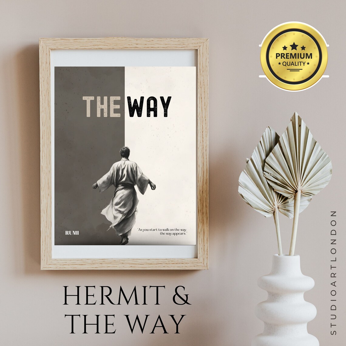 The Hermit and the Way Poster, Rumi Quotes Poster Print, Hermit Wall ...