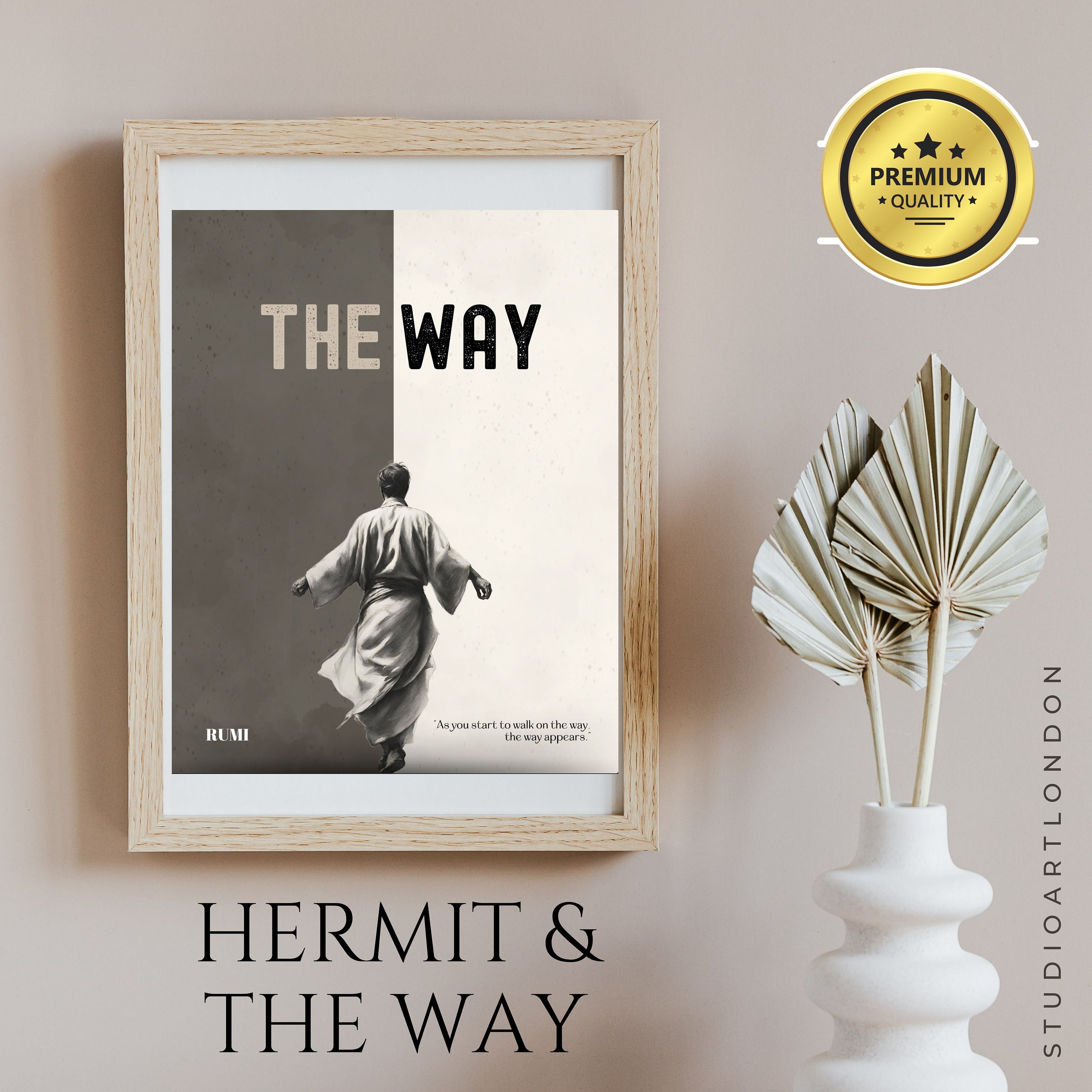 The Hermit and the Way Poster, Rumi Quotes Poster Print, Hermit Wall ...