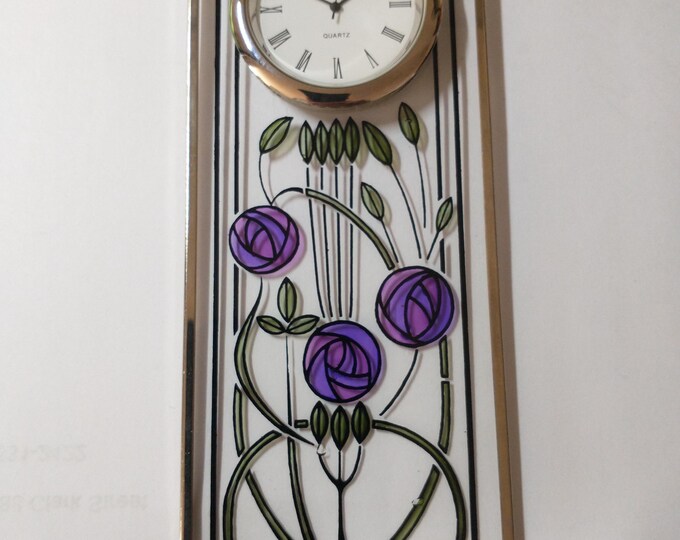 Vintage Rennie Mackintosh Style Table Clock – Purple Rose Art Nouveau ...
