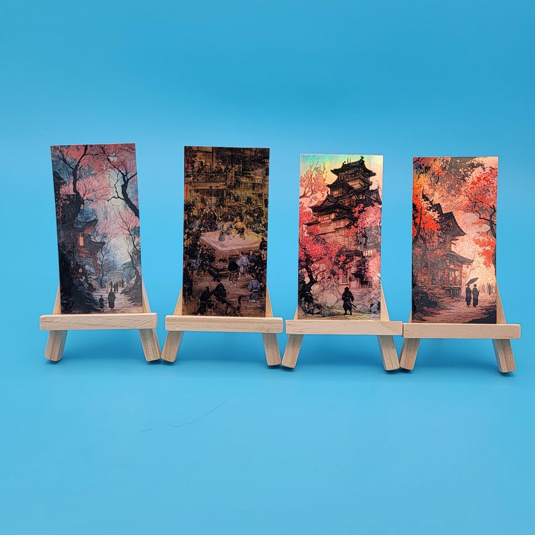 Holographic Edo Japan Sticker Set: Woodblock Art, Laptop Decals (4"x2 ...