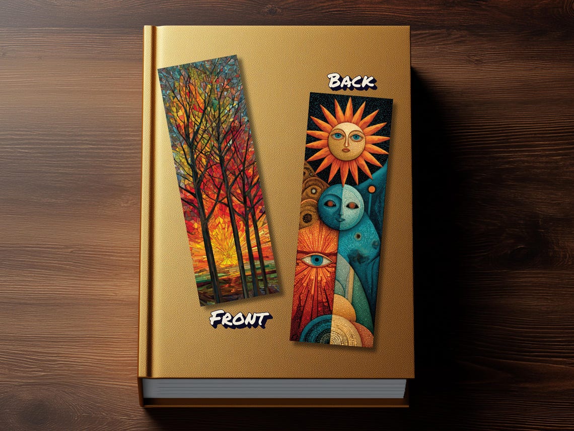Four Seasons Stained Glass Style Bookmarks: Nature Art Print Set (set ...