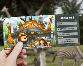 Zoo Ticket Template, Printable Event Ticket, Safari Park, Gift Voucher ...