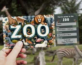 Zoo Ticket Template, Printable Event Ticket, Safari Park, Gift Voucher ...